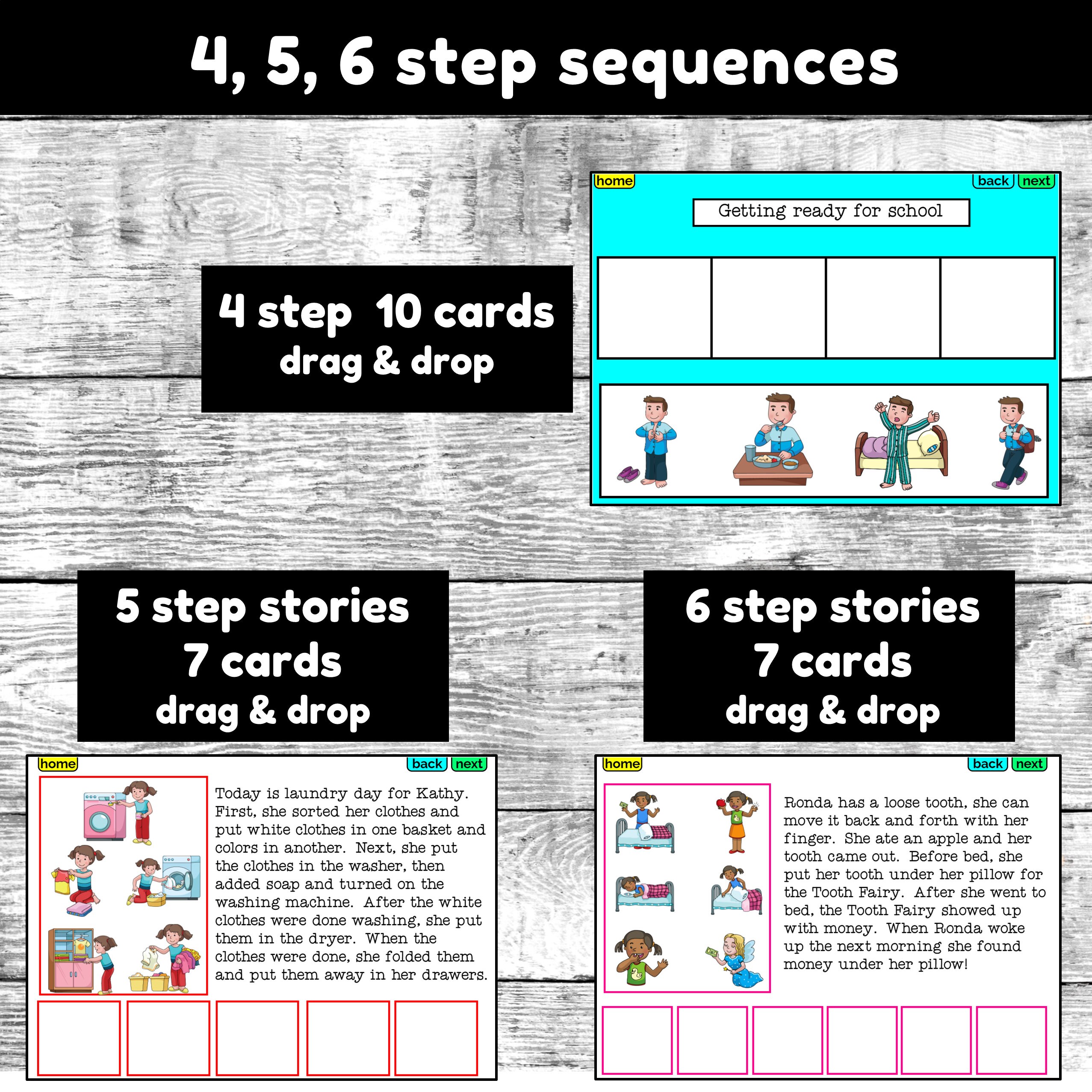 Sequencing 2-6 Steps Boom Cards | Digital Educational Learning ...