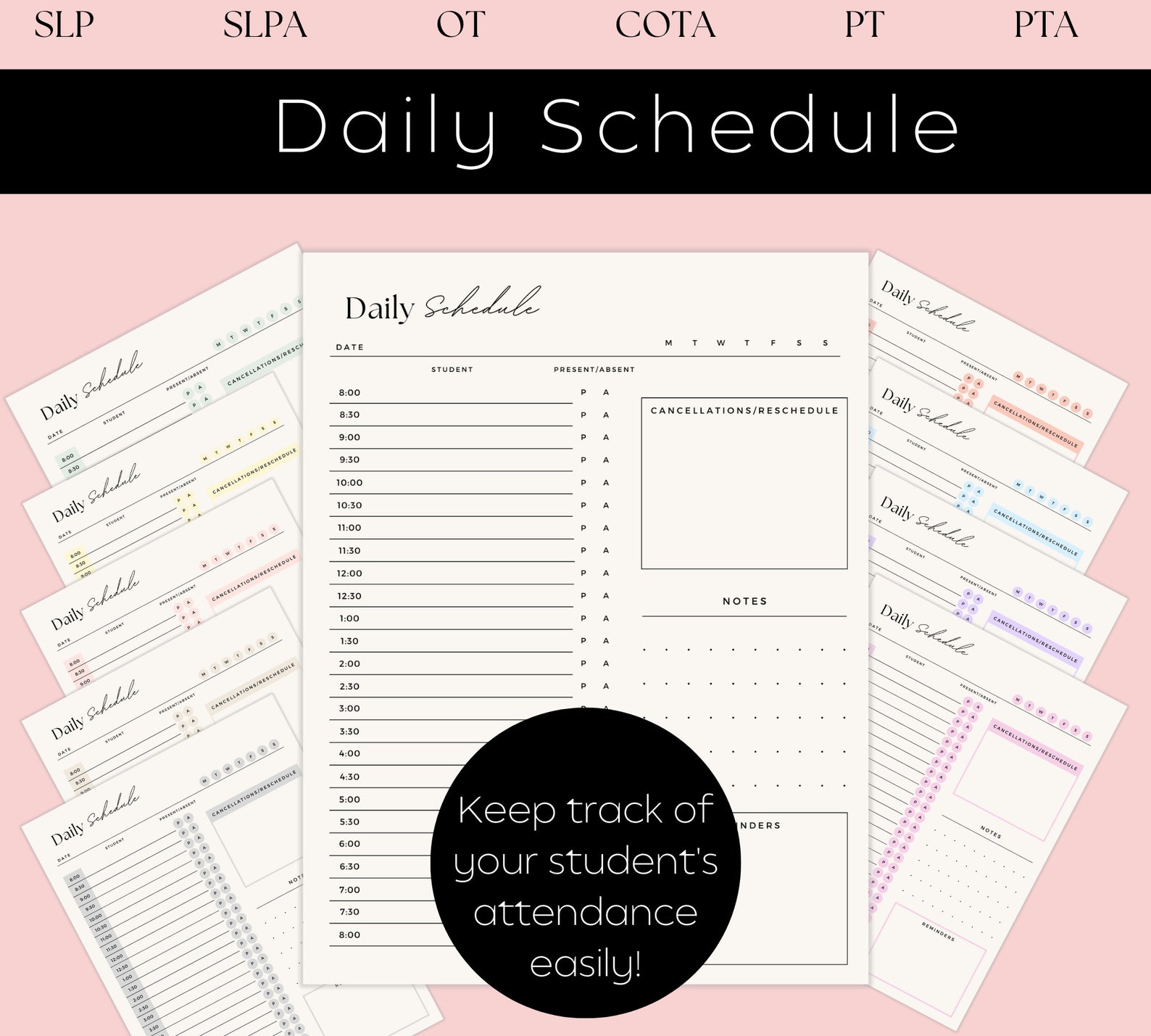 Daily Schedule SLP SLPA Planner SLP Data Sheet Organization - Etsy