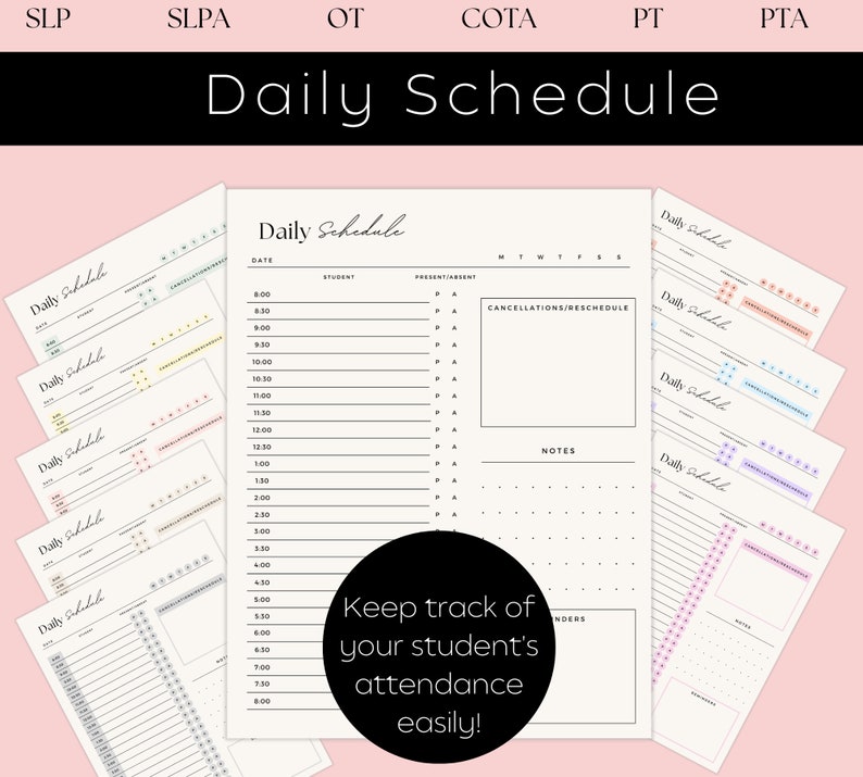 Daily Schedule SLP SLPA Planner SLP Data Sheet Organization - Etsy
