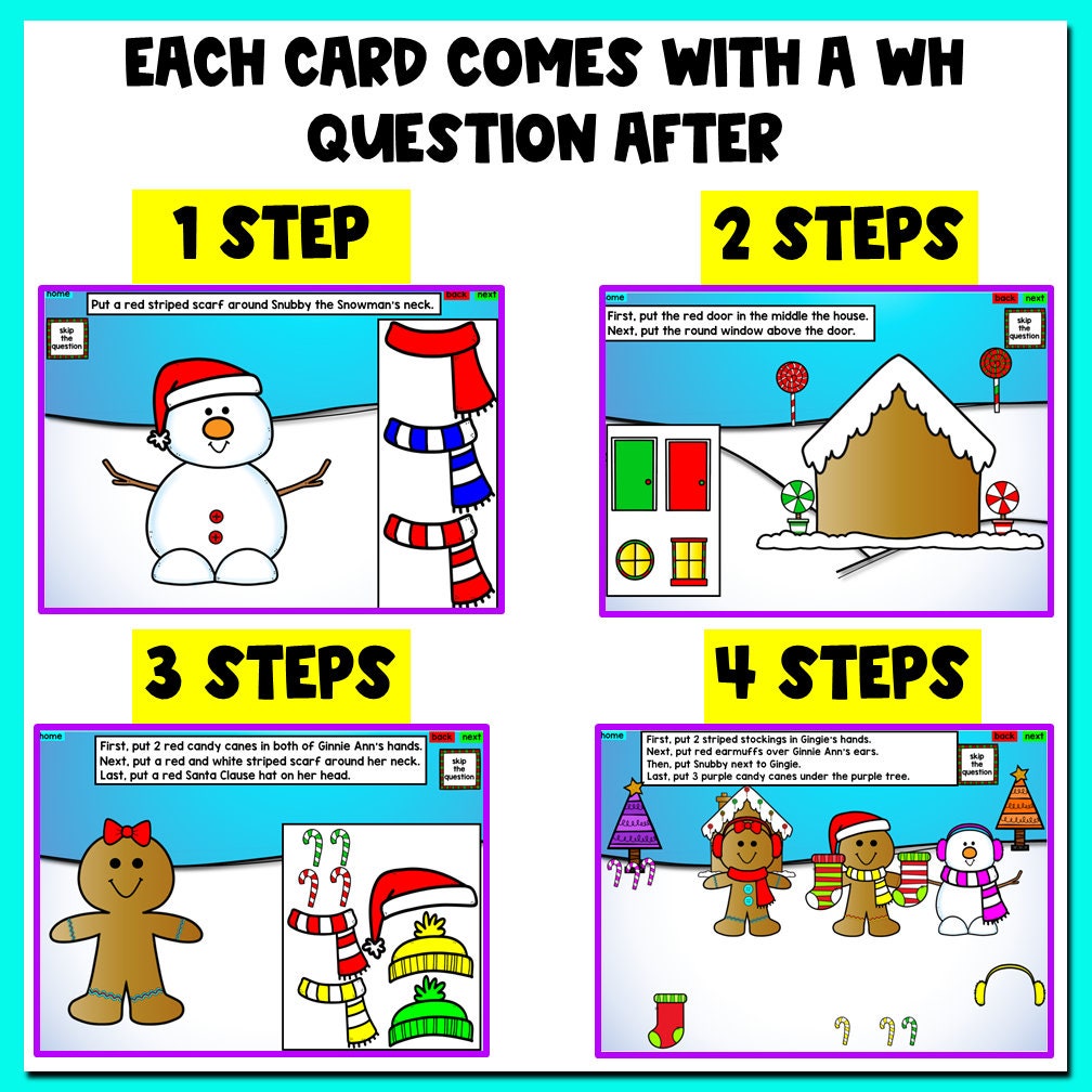 Following Directions & WH Questions Christmas Activities Boom Cards - Etsy