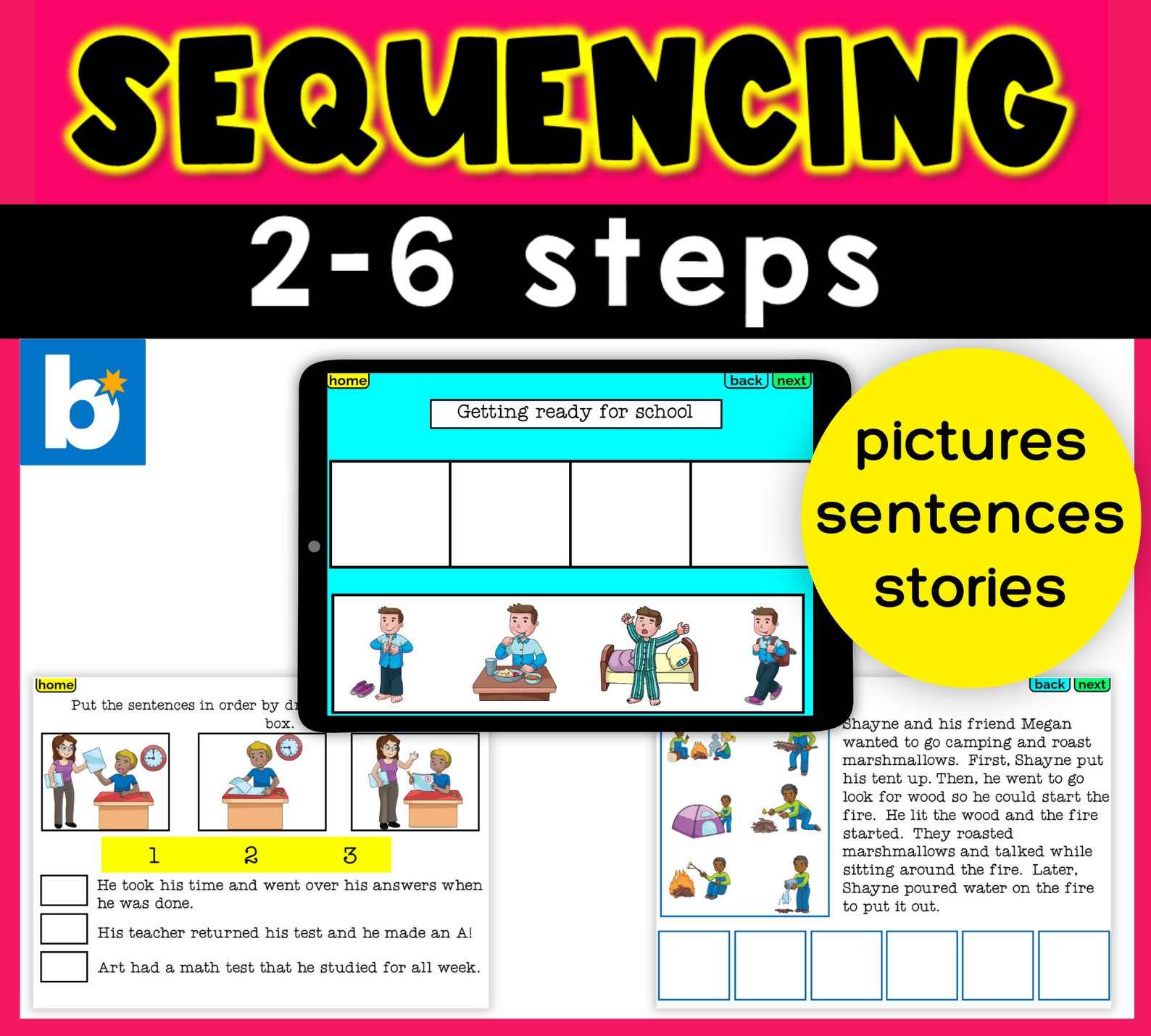 Sequencing 2-6 Steps Boom Cards | Digital Educational Learning ...