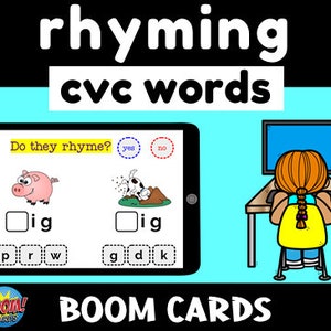 Rhyming CVC words phonics activity boom cards | Etsy
