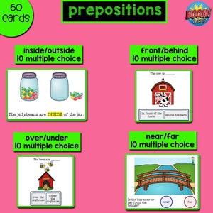 Prepositions Activities Boom Cards language & Grammardigital Distance ...