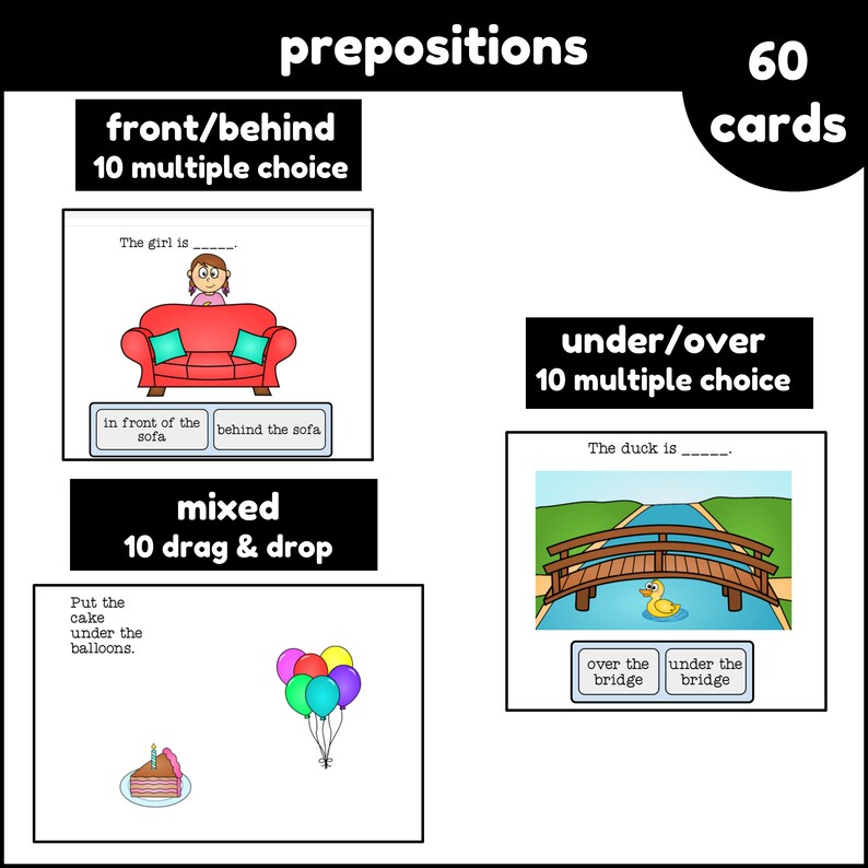 Prepositions Activities Boom Cards language & Grammardigital | Etsy