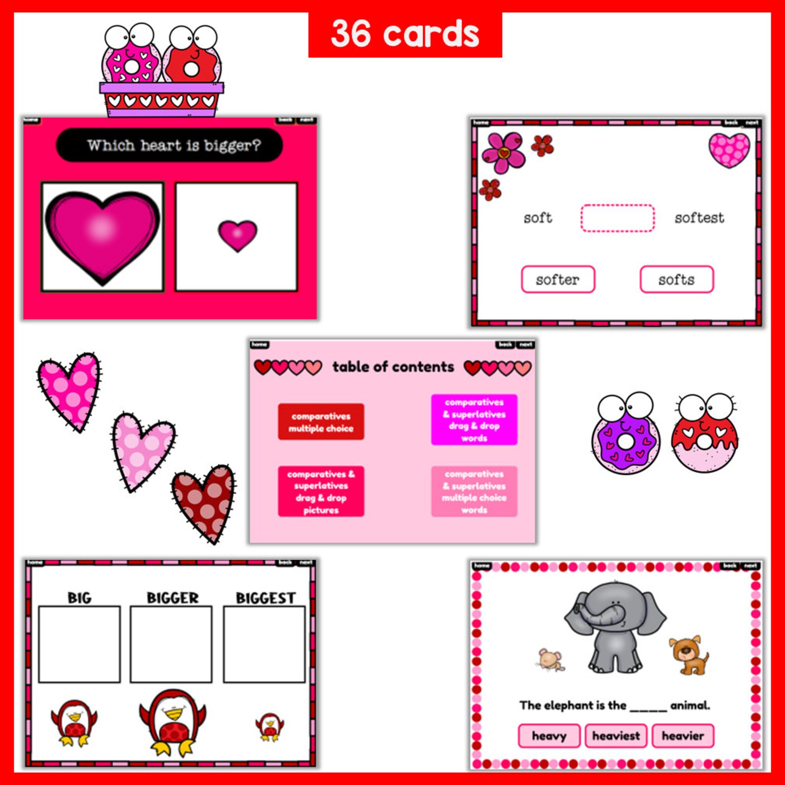 Valentine's Day Comparatives and Superlatives Activities Boom Cards for ...