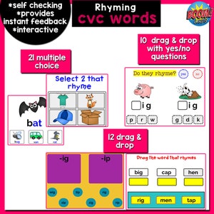 Rhyming CVC Words Phonics Activity Boom Cards|phonics Cards|phonics ...