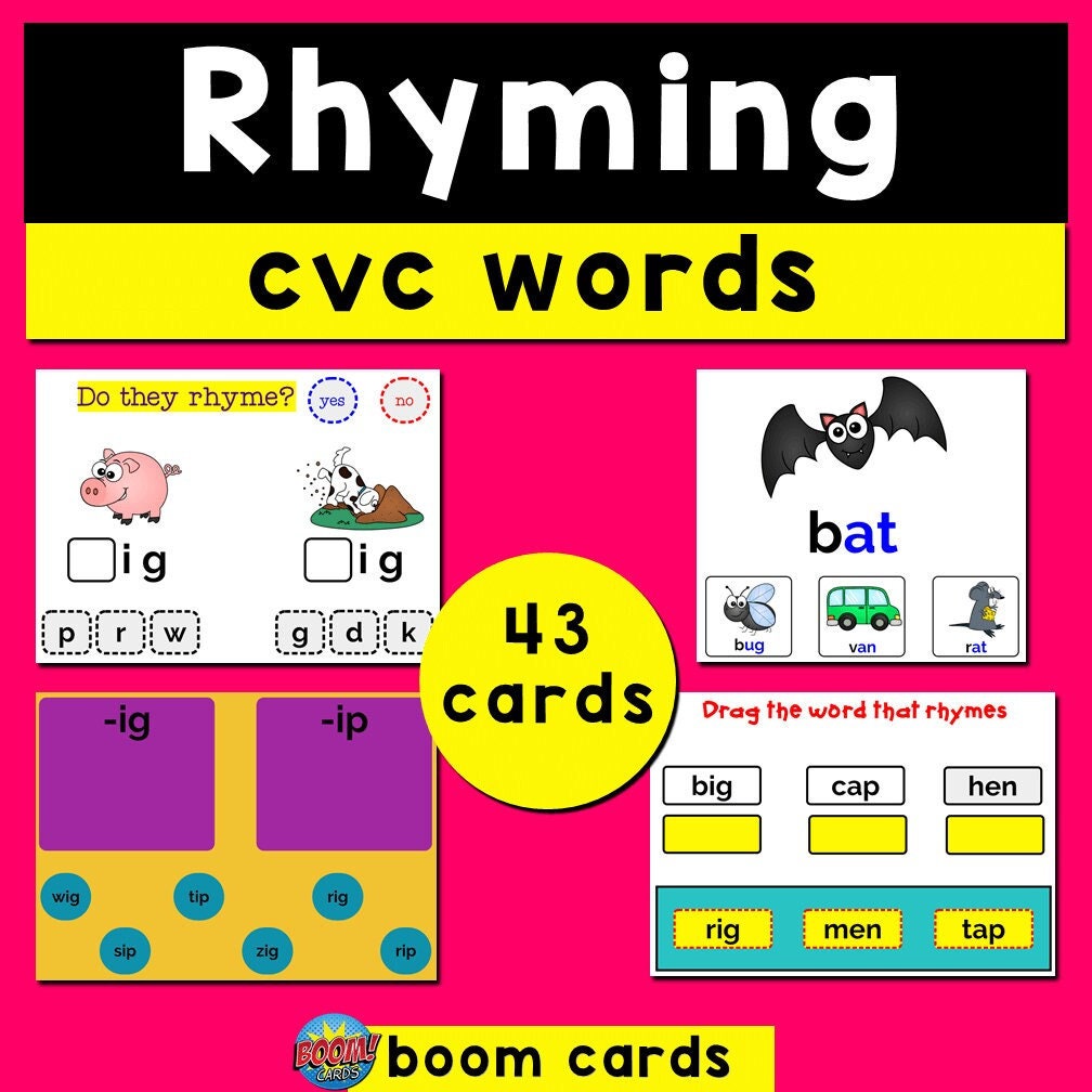 Rhyming CVC Words Phonics Activity Boom Cards|phonics Cards|phonics ...