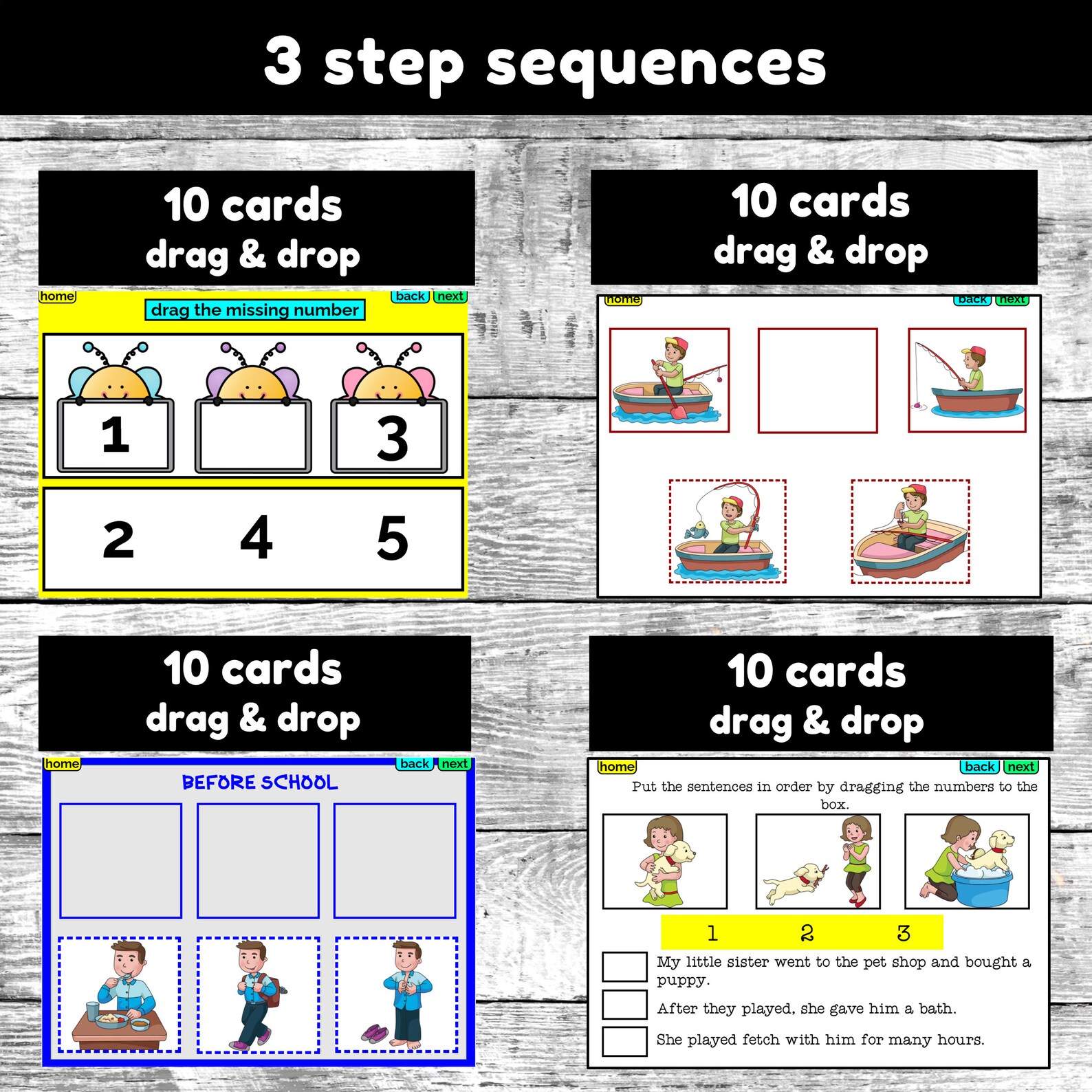 Sequencing 2-6 Steps Boom Cards | Digital Educational Learning ...