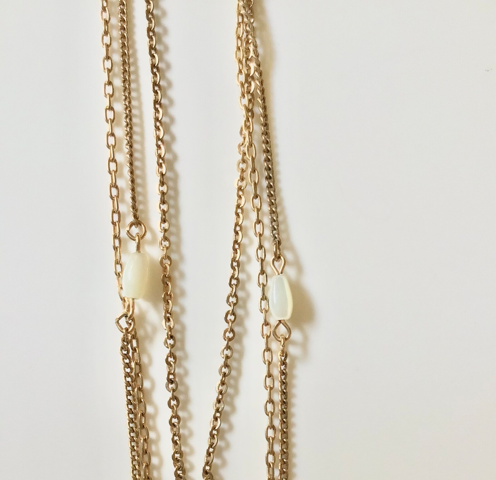 Vintage 80s 90s Avon Three Strand Gold Tone MOP Satellite Chain ...