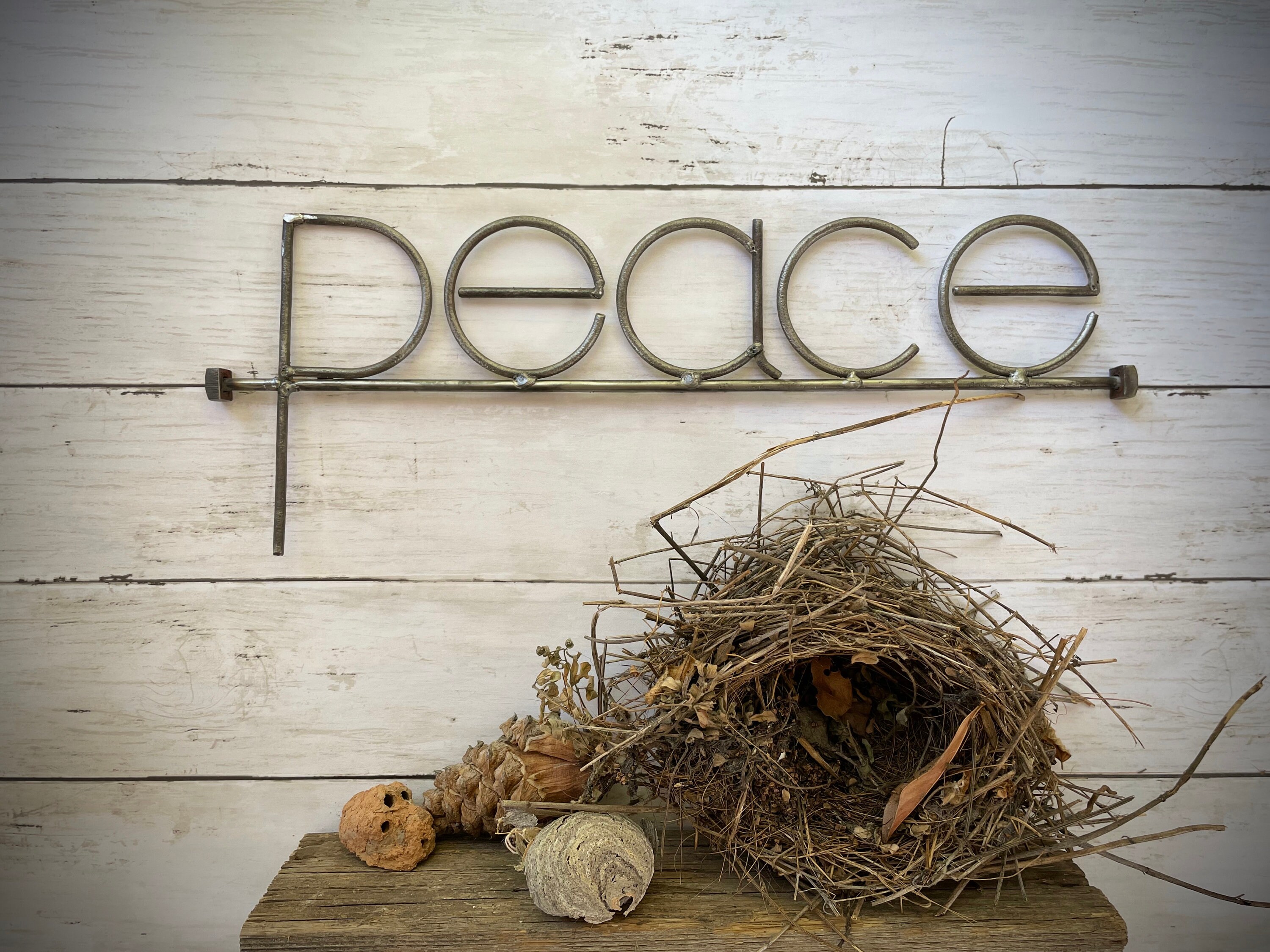 Rustic Peace Sign Salvaged Metal Sign Boho Decor Upcycled | Etsy