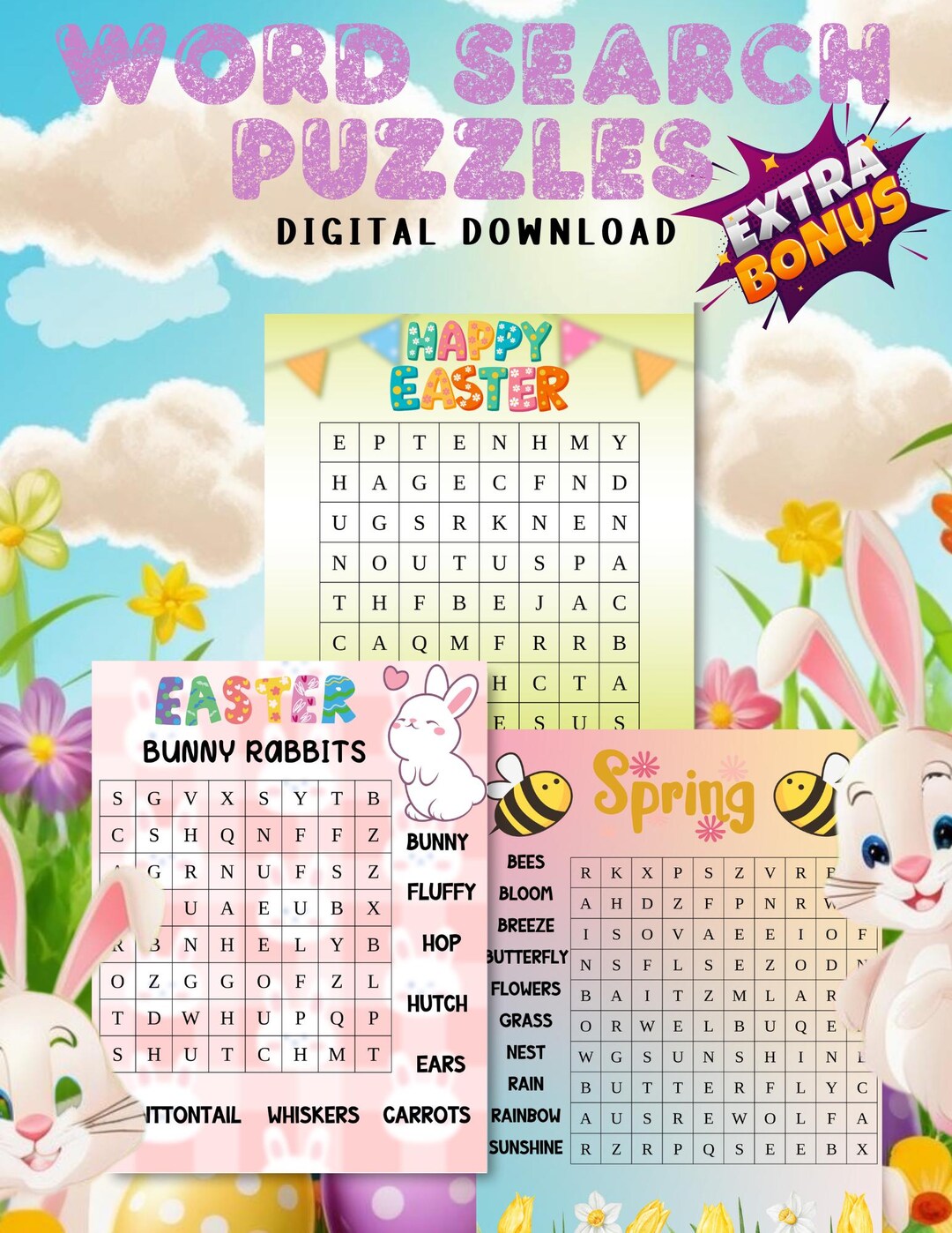 Easter and Spring Word Search Puzzles for Kids | Word Search for Kids ...