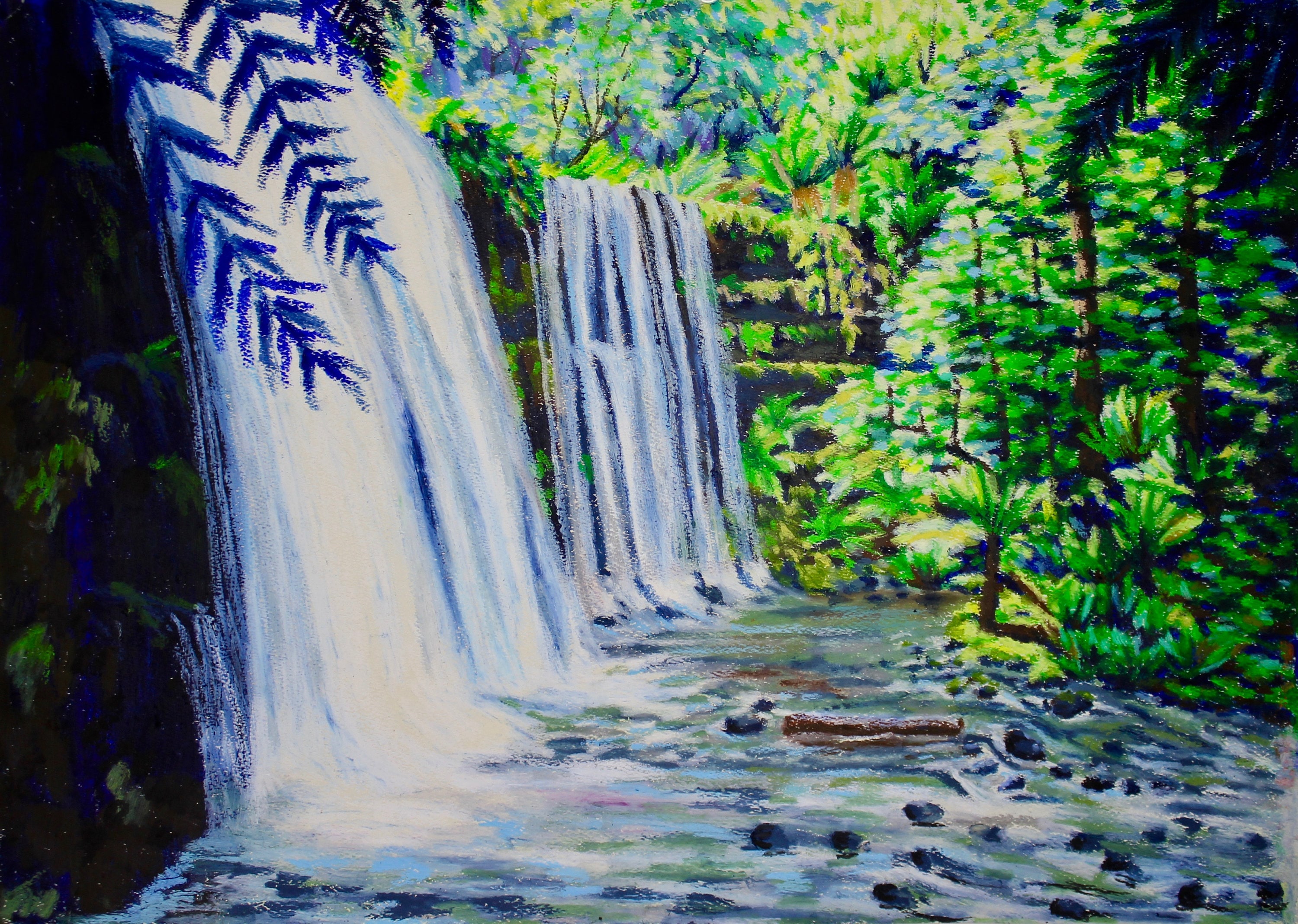 Tropical Falls Impressionist Painting | Etsy