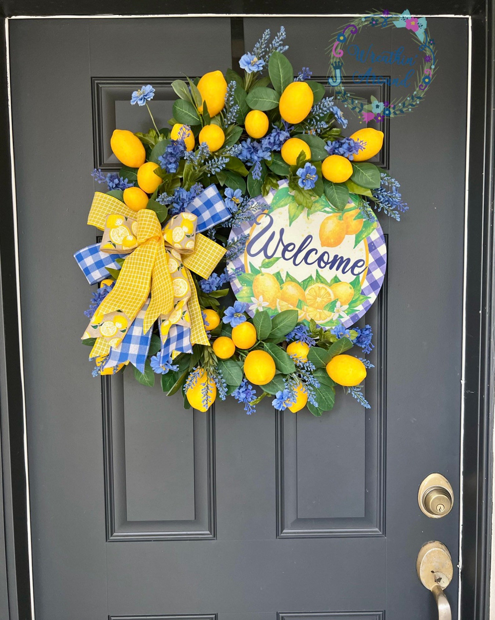 Welcome Lemon Wreath, Lemon Wreath, Lemons, Lemon, Lemon Decor, Welcome ...