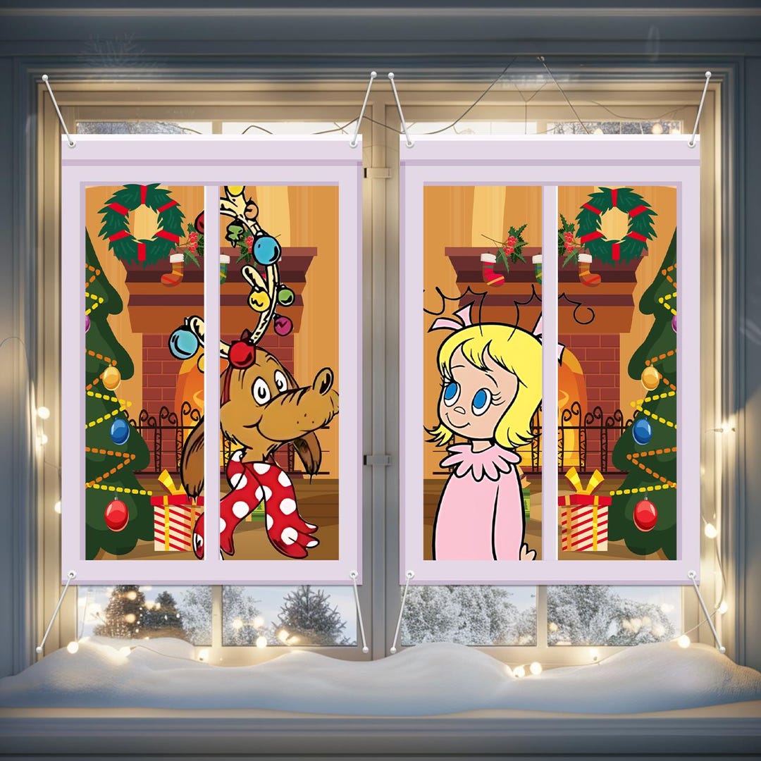 2pcs Welcome to Whoville Window Cover Christmas Decorations Whoville ...