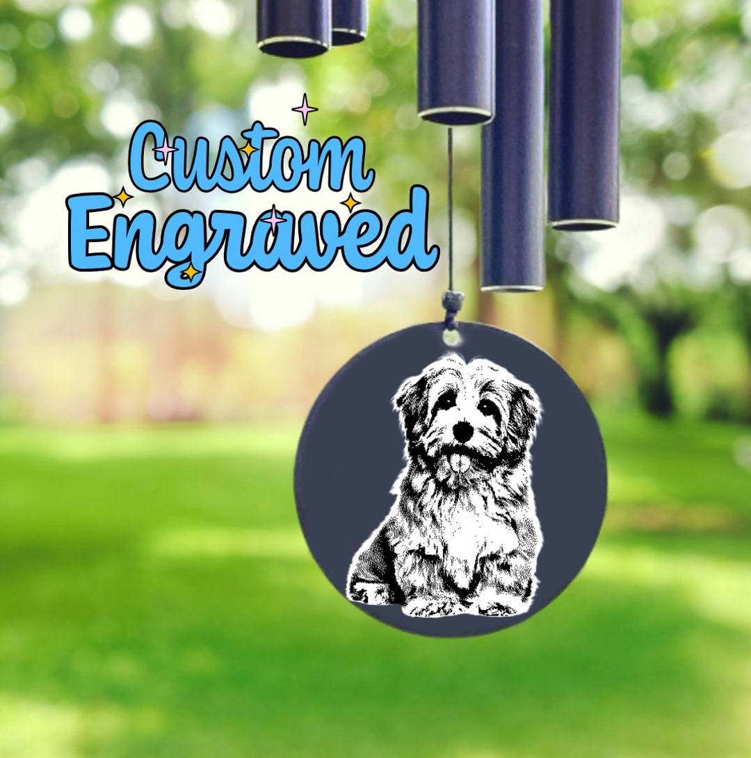 Personalized Pet Portrait Memorial Wind Chime Gift, Custom Pet Loss ...