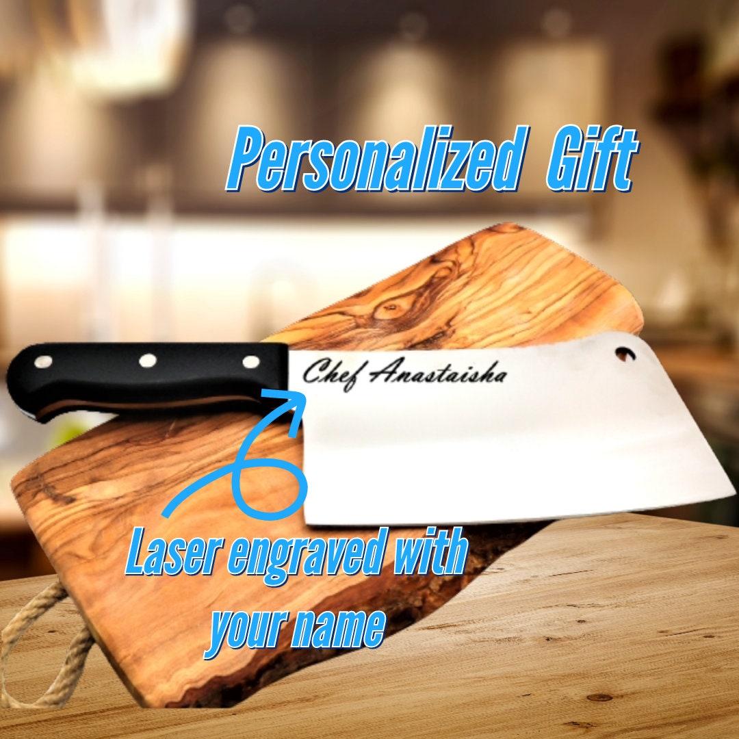 Personalized Cleaver Chef Knife Engraved With Your Message, Kitchen ...