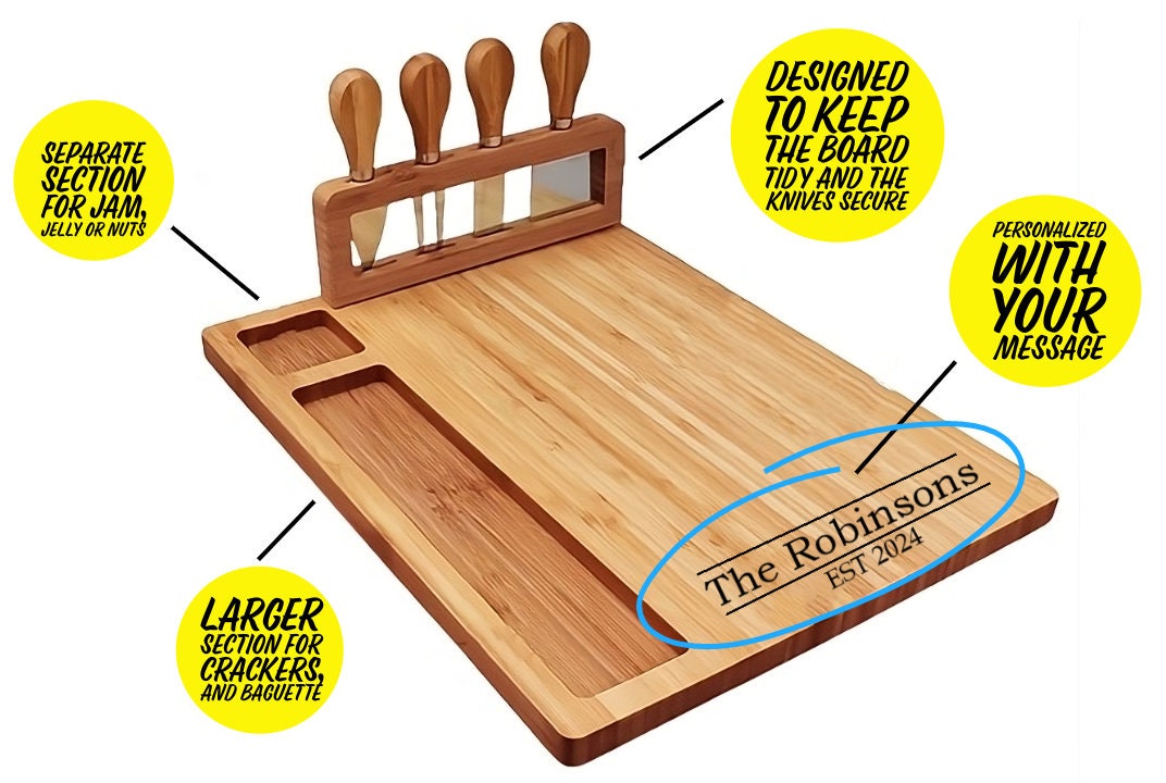 Personalized Cheese Knife Set Engraved With Your Message, Charcuterie ...