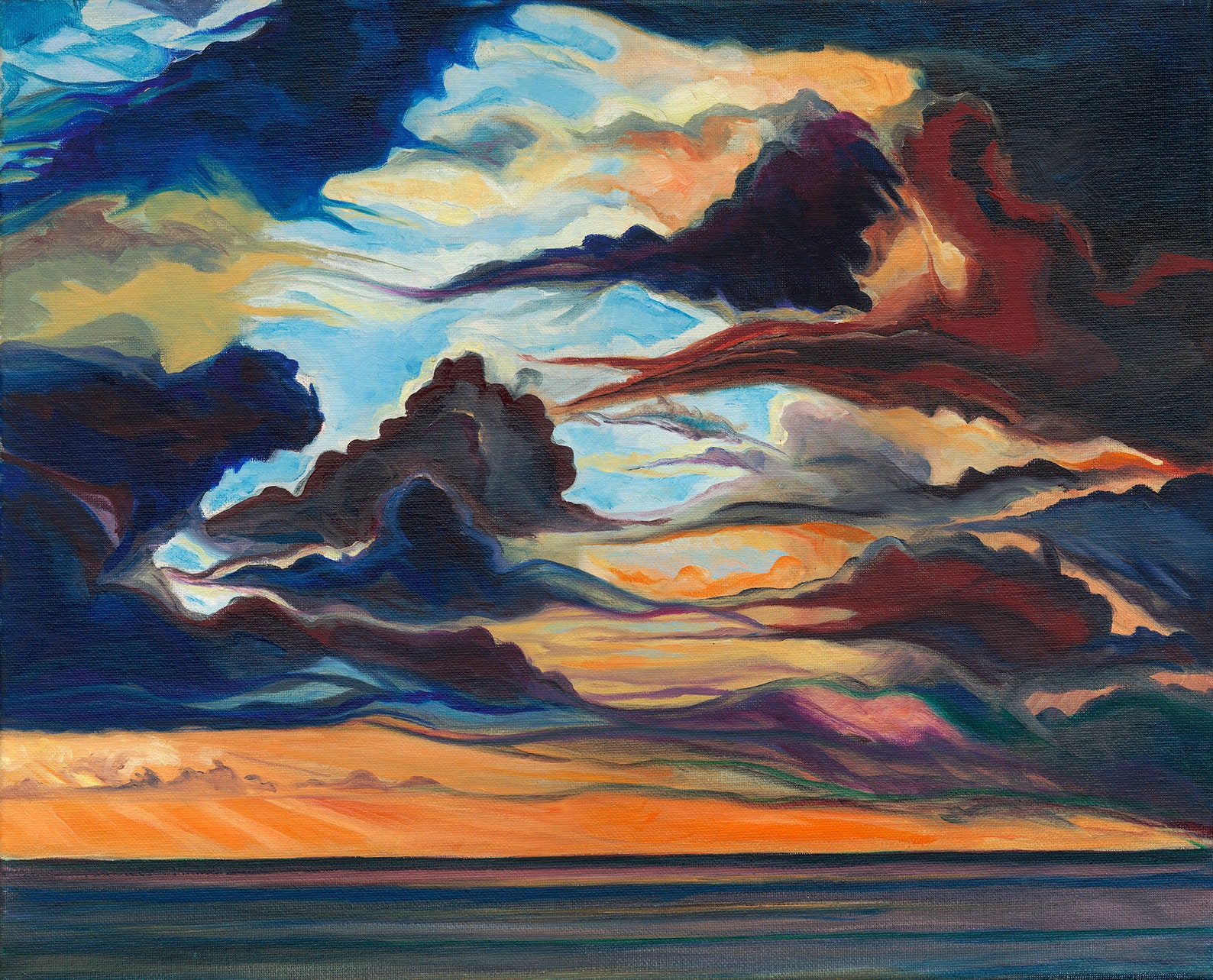 Cloudscape With Calm Ocean Cloud Painting Landscape - Etsy Norway