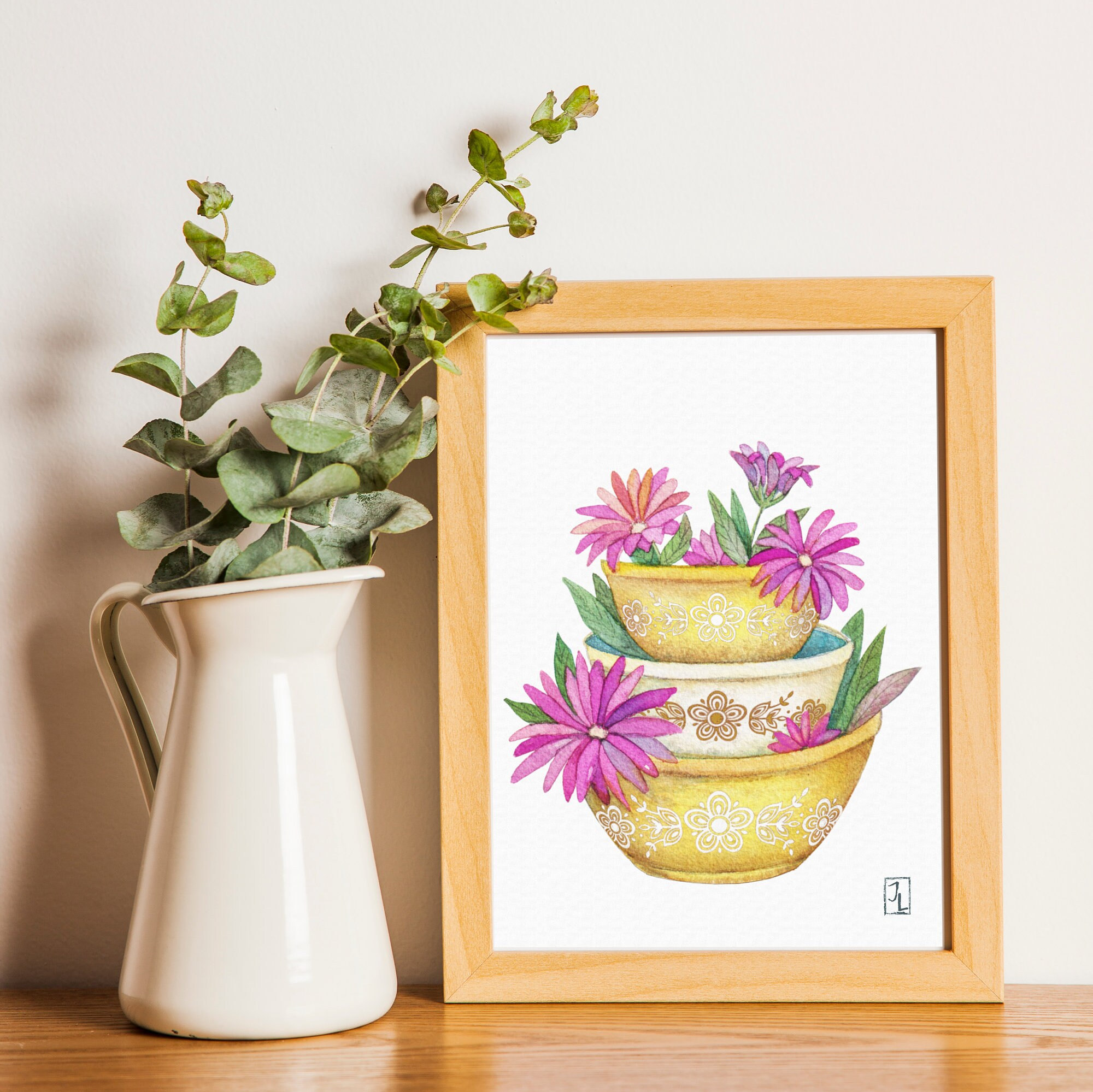 Vintage Kitchen Artwork, Pyrex Art Print, Butterfly Gold Pattern - Etsy