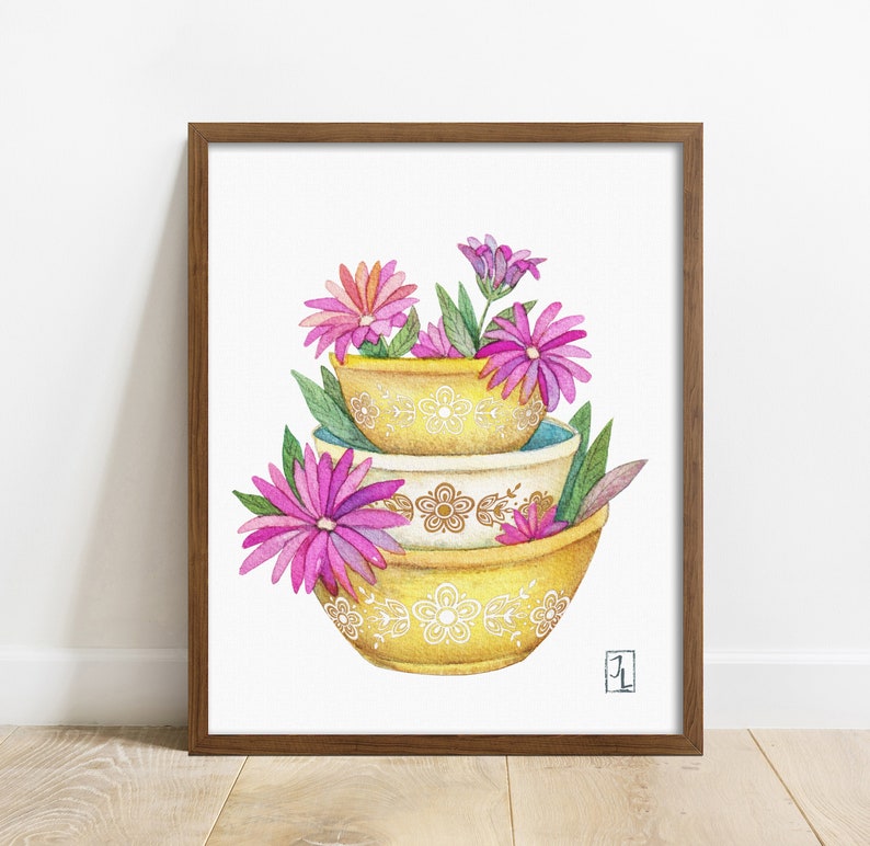 Vintage Kitchen Artwork, Pyrex Art Print, Butterfly Gold Pattern - Etsy