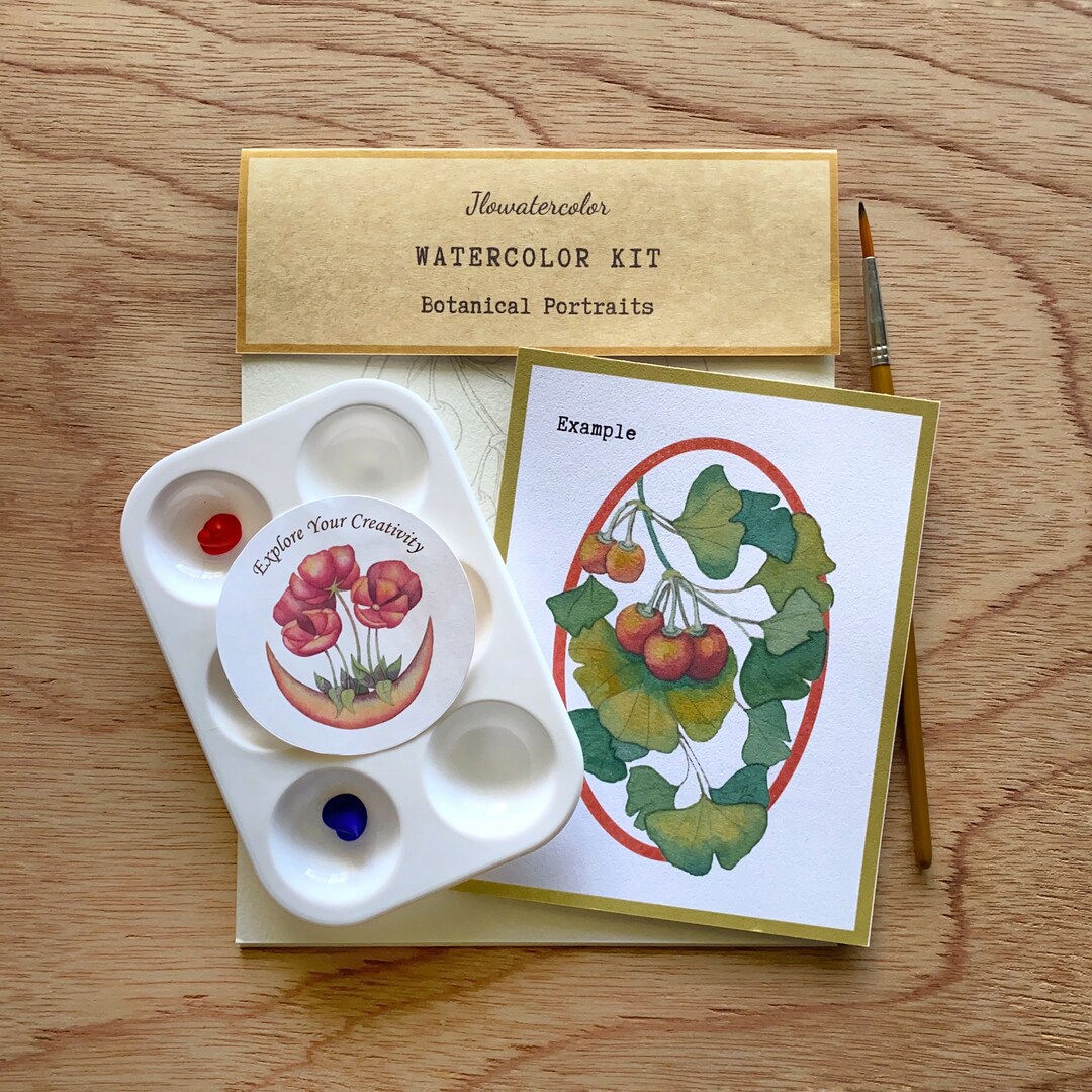 Botanical Watercolor Kit, Beginner Watercolor, DIY Kit Watercolor ...