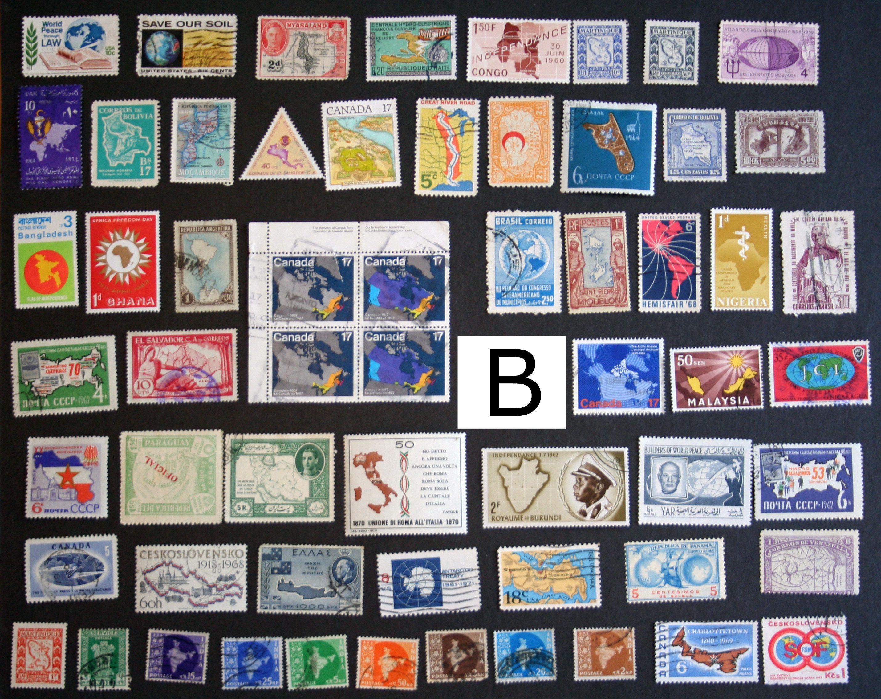 Maps on Stamps: 60 Vintage Postage Stamps - Etsy