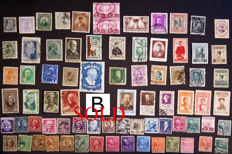 Portraits on Stamps: 70 Vintage Postage Stamps - Etsy