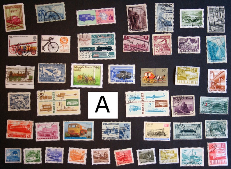 Trains, Cars, Buses, Trucks and Other Vehicles: 40 Vintage Postage ...