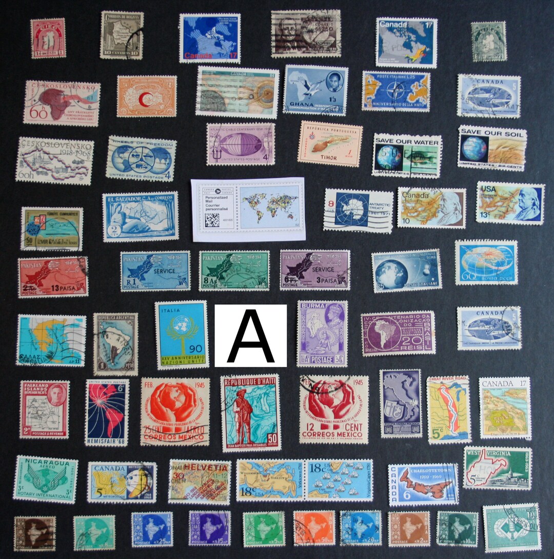 Maps on Stamps: 60 Vintage Postage Stamps - Etsy