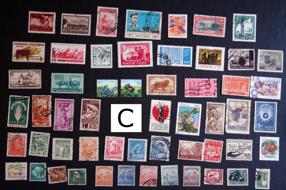 Farming and Food: 50 Vintage Postage Stamps - Etsy