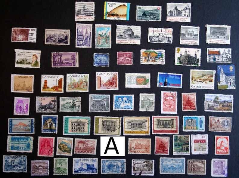 Historical Buildings: 60 Vintage Postage Stamps - Etsy