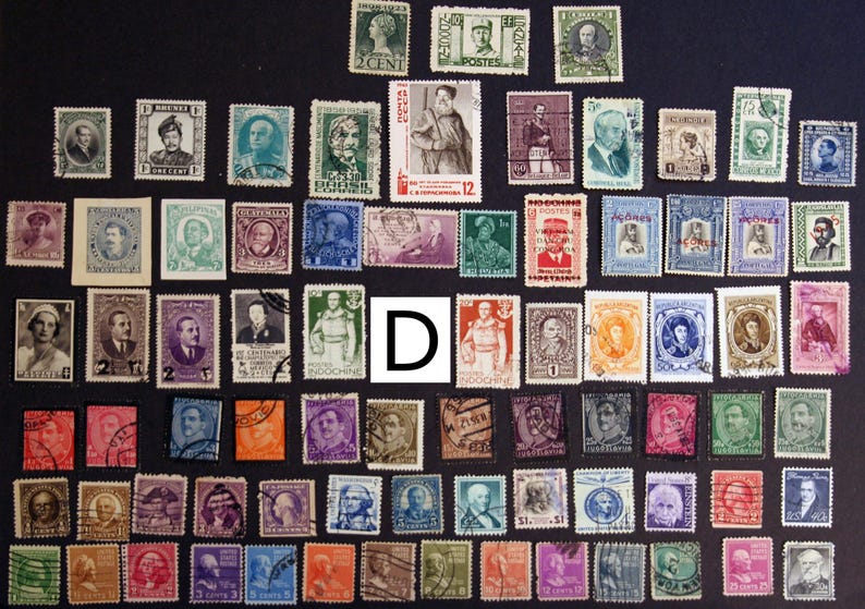 Portraits on Stamps: 70 Vintage Postage Stamps - Etsy