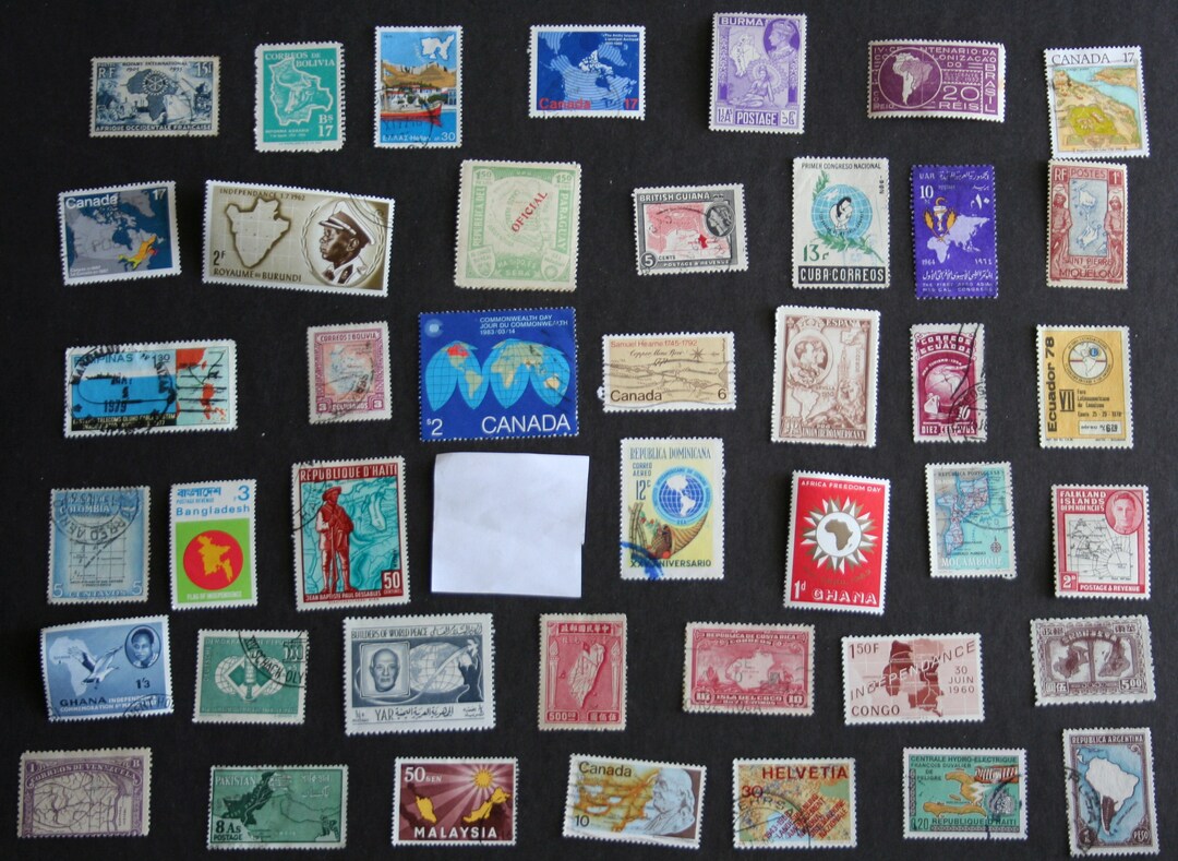 Maps on Stamps 40 Vintage Postage Stamps - Etsy