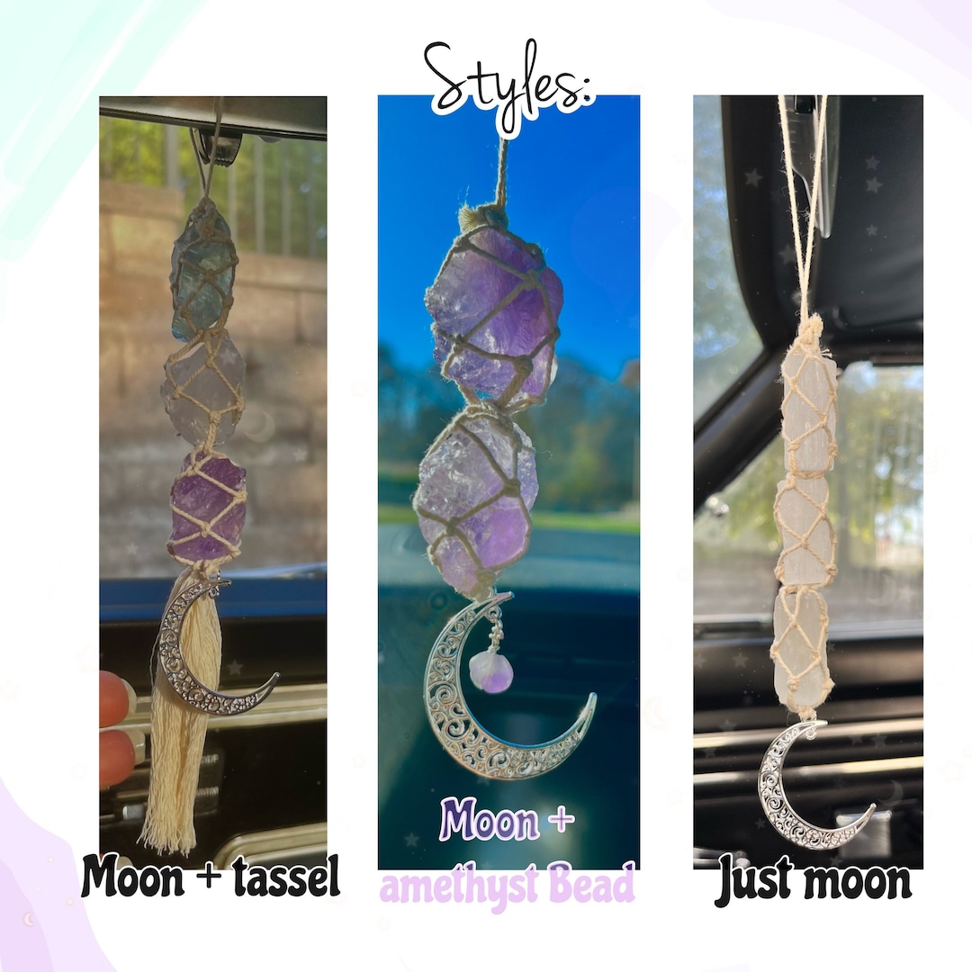 Custom Crystal Car Charm + Crescent Moon - Etsy