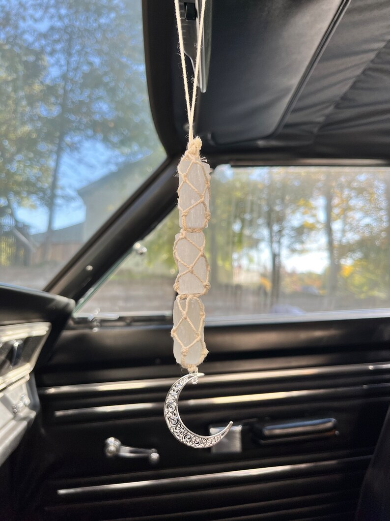 Custom Crystal Car Charm + Crescent Moon - Etsy