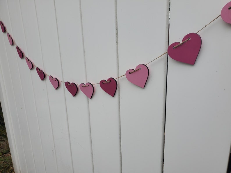 Heart Garland Wood Heart Banner Rustic Valentine's Day - Etsy
