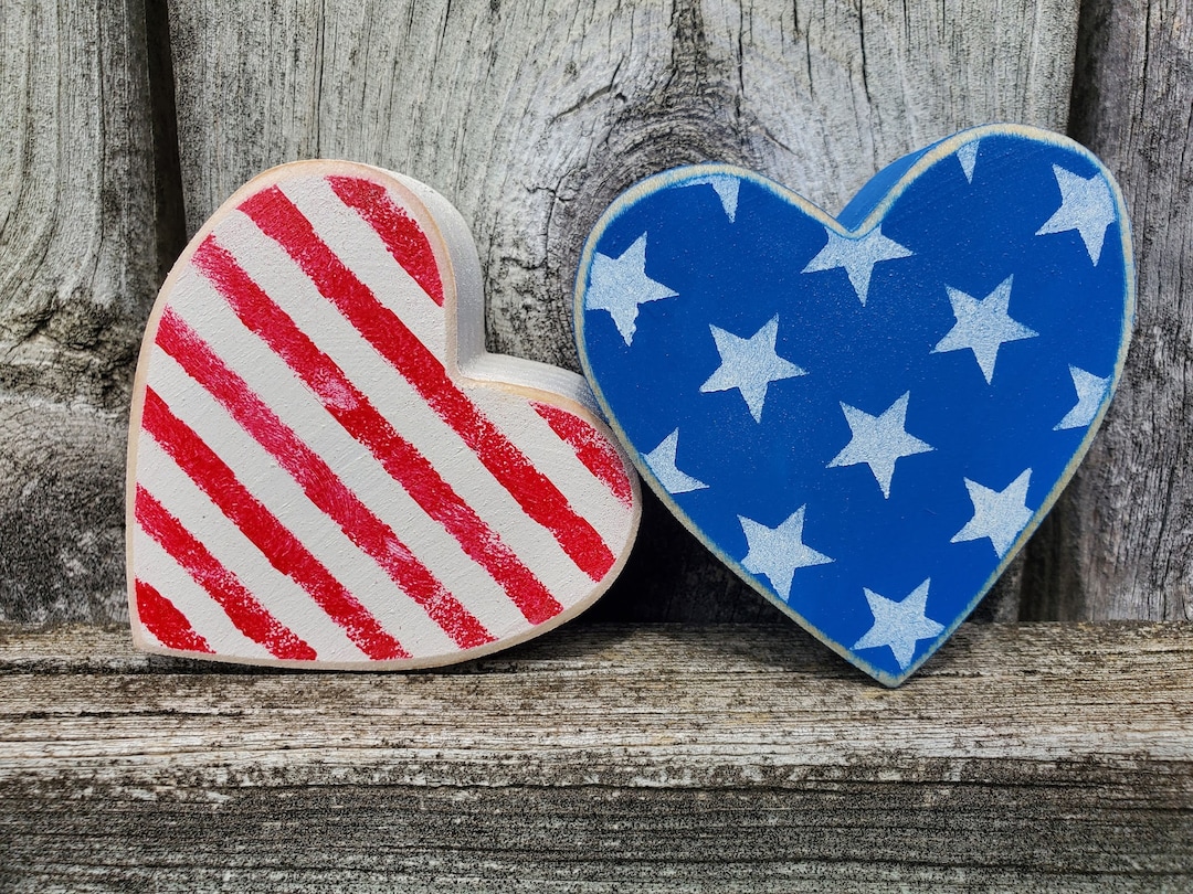 Patriotic Wooden Hearts, Patriotic Heart, Patriotic Tired Tray Decor ...