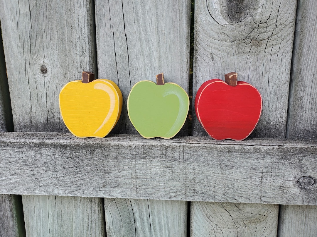 Wood Apple, Fruit Decor, Wooden Fruit, Rustic Apple Decor, Wood Kitchen ...