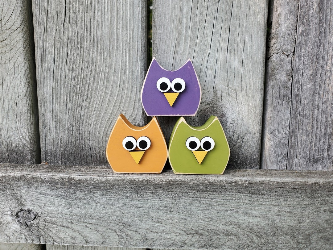 Owl Decor, Mini Wood Owl, Rustic Owl, Fall Tiered Tray, Fall Shelf ...