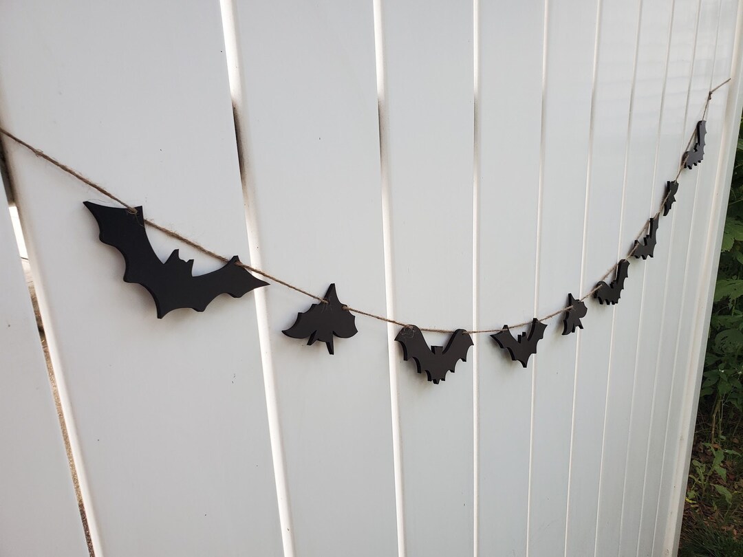 Bat Garland Bat Banner Black Wood Bats Halloween Banner - Etsy Australia