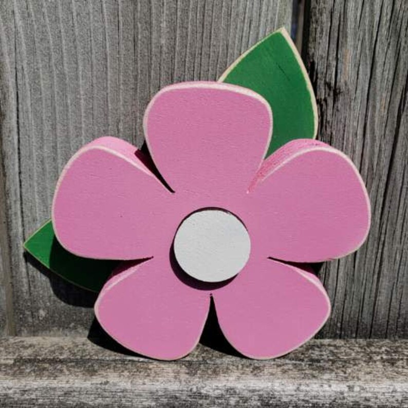 Daisy Flower Decor Wood Daisy Wooden Flower With Leaves - Etsy