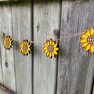 Sunflower Garland, Sunflower Banner, Wood Sunflower Garland, Flower ...