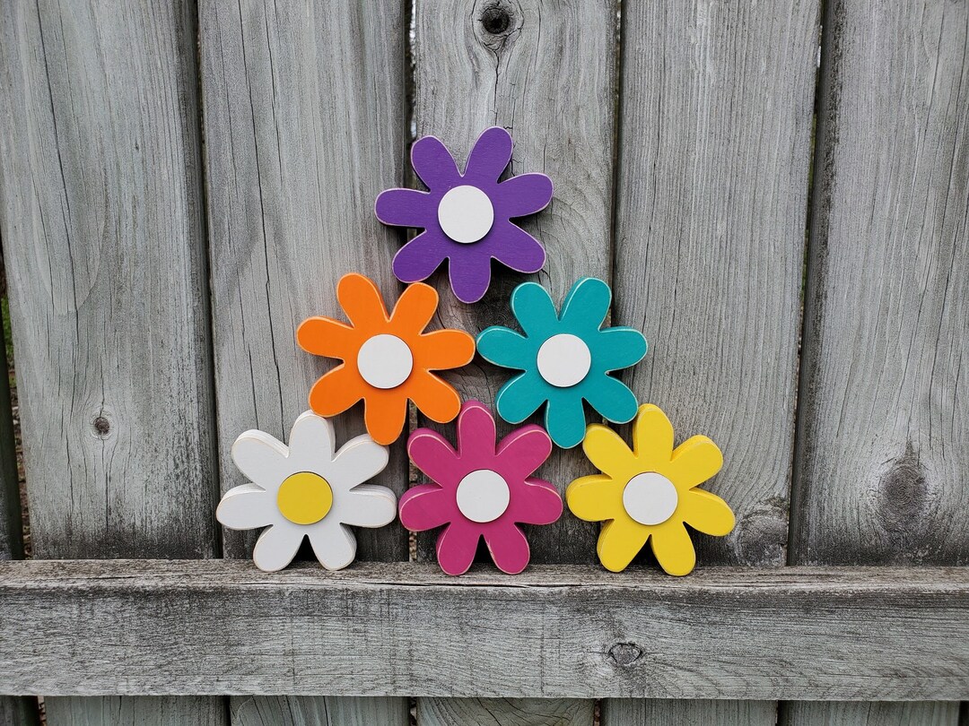 Wood Daisy, Rustic Flower, Farmhouse Distressed Daisy, Painted Flower ...
