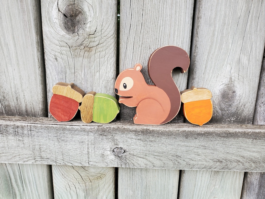Squirrel, Rustic Wood Squirrel, Fall Home Decor, Autumn Shelf Sitter ...