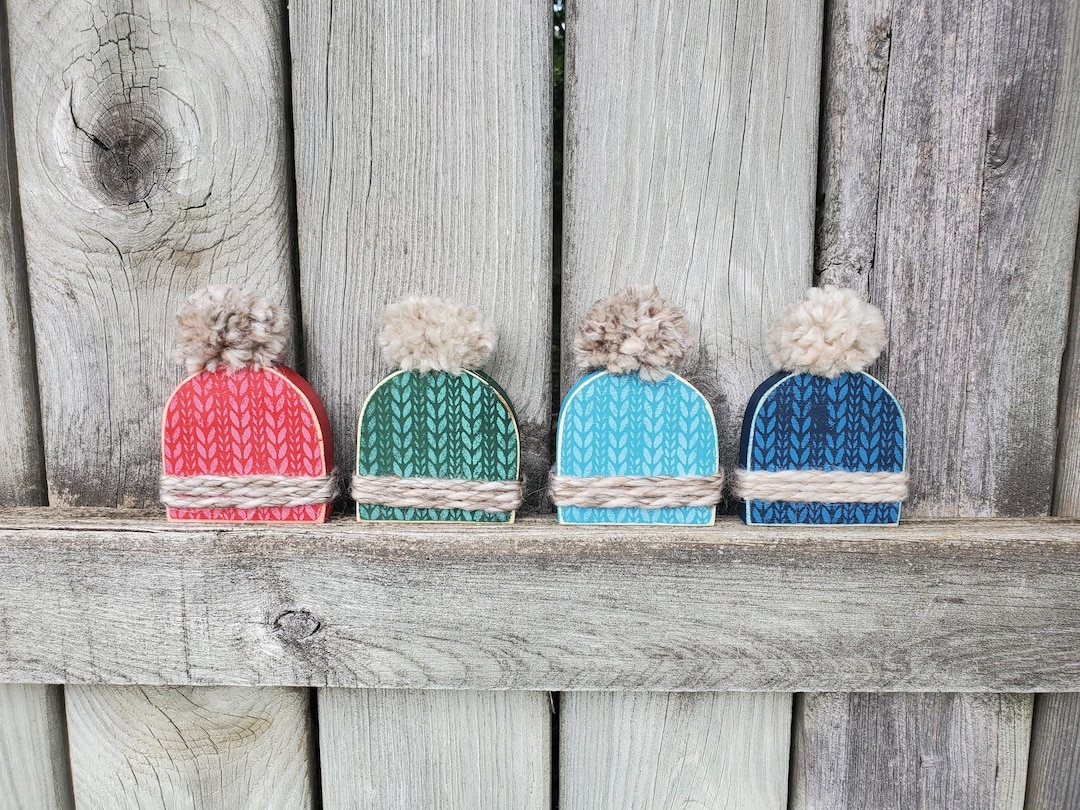 Winter Hat, Wooden Winter Hat Decor, Winter Tiered Tray Decor, Winter ...