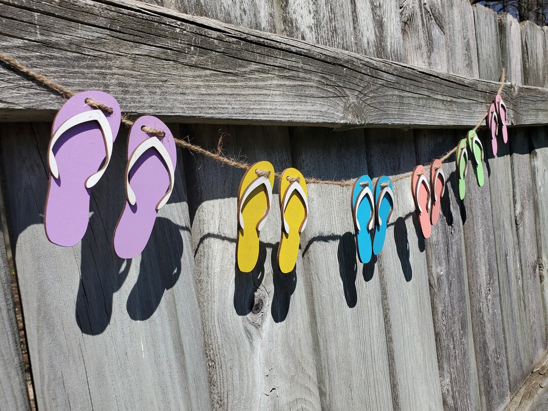 Flip Flop Garland, Flip Flop Banner, Wood Flip Flop Garland, Summer ...