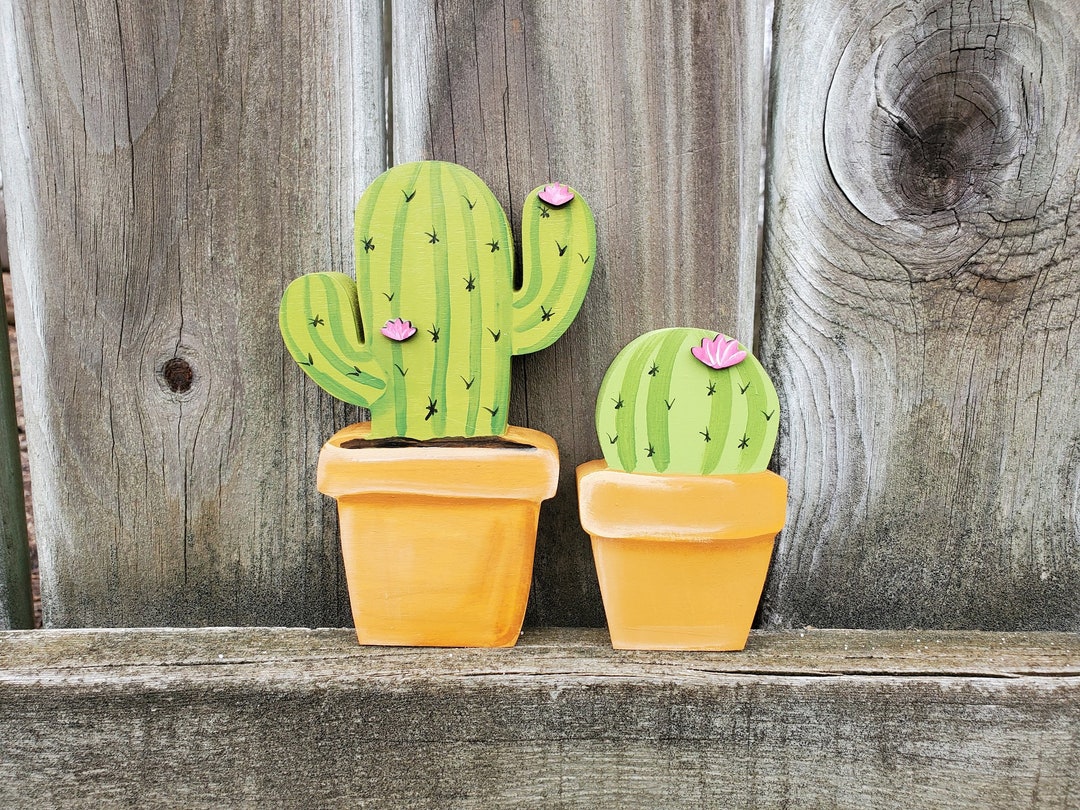 Cactus Decor, Wood Cactus, Hand Painted Cactus, Desert Decor, Summer ...