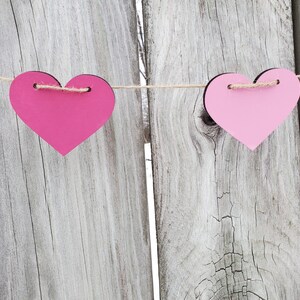 Heart Garland, Wood Heart Banner, Rustic Valentine's Day Decoration ...