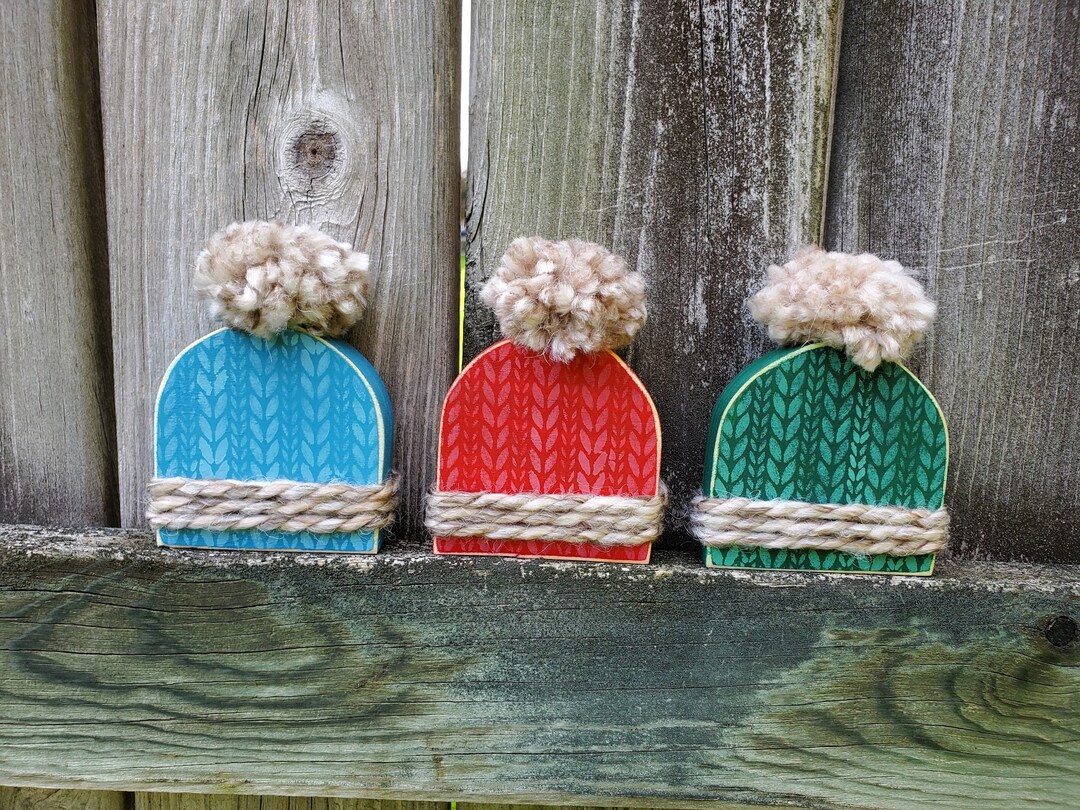 Winter Hat Wooden Winter Hat Decor Winter Tiered Tray Decor - Etsy