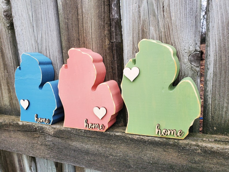 Michigan Decor, Michigan State Shape, Wood Michigan Cut Out, Chunky ...